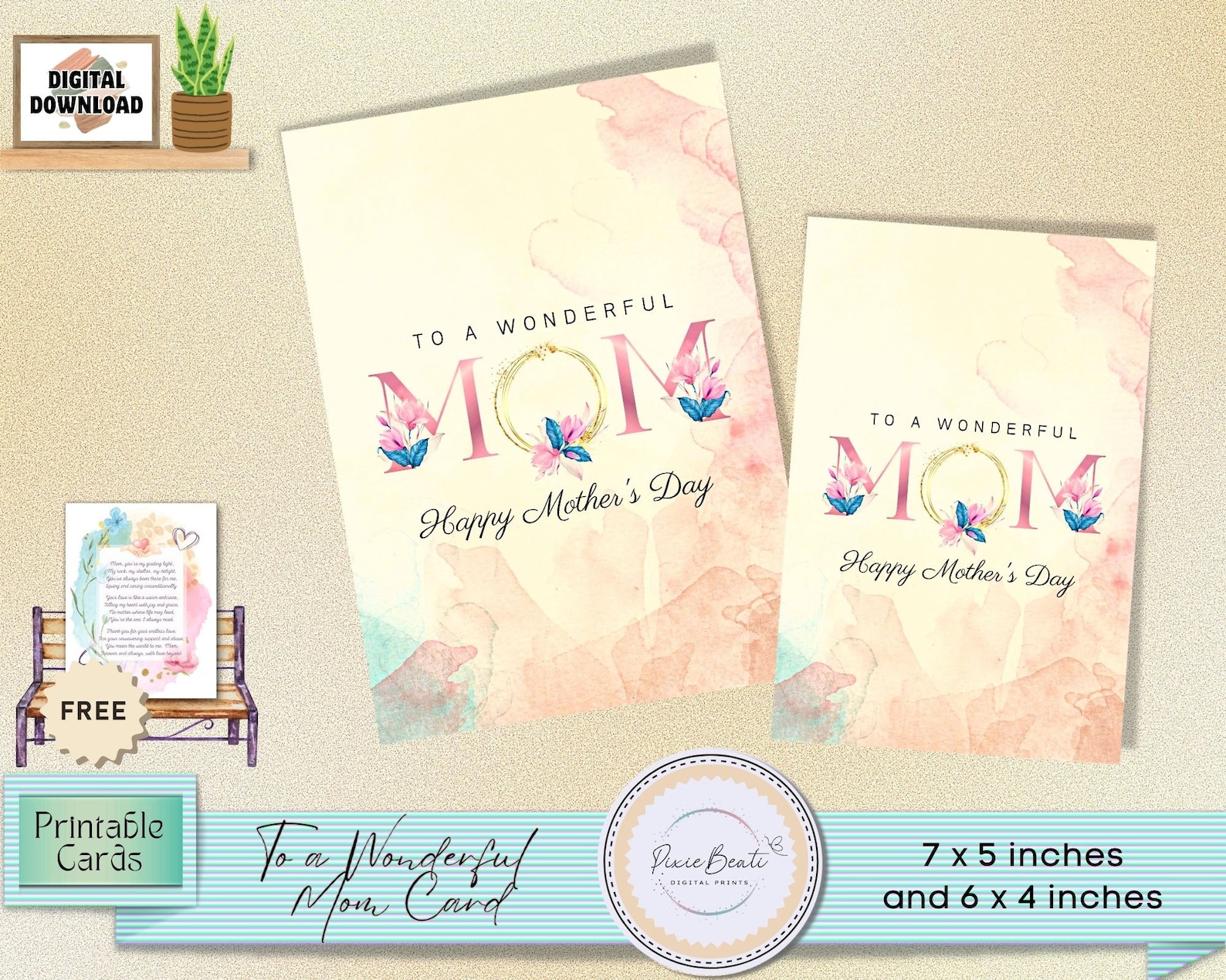 To A Wonderful Mom Card, Mother's Day Card Printable, Printable Cards ...