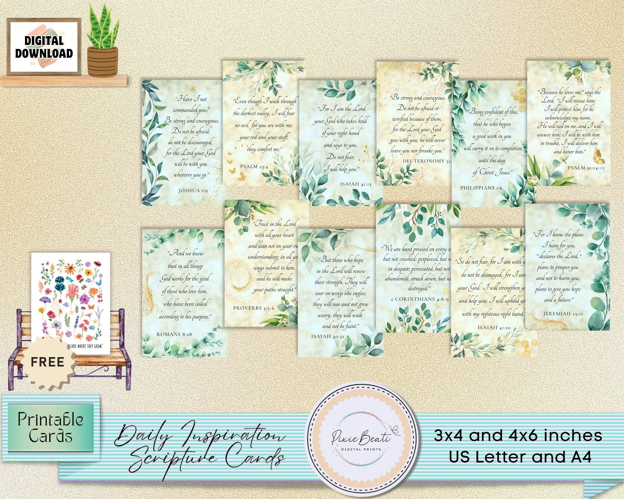 Daily Inspiration Scripture Cards, Bible Verse Cards, Printable ...