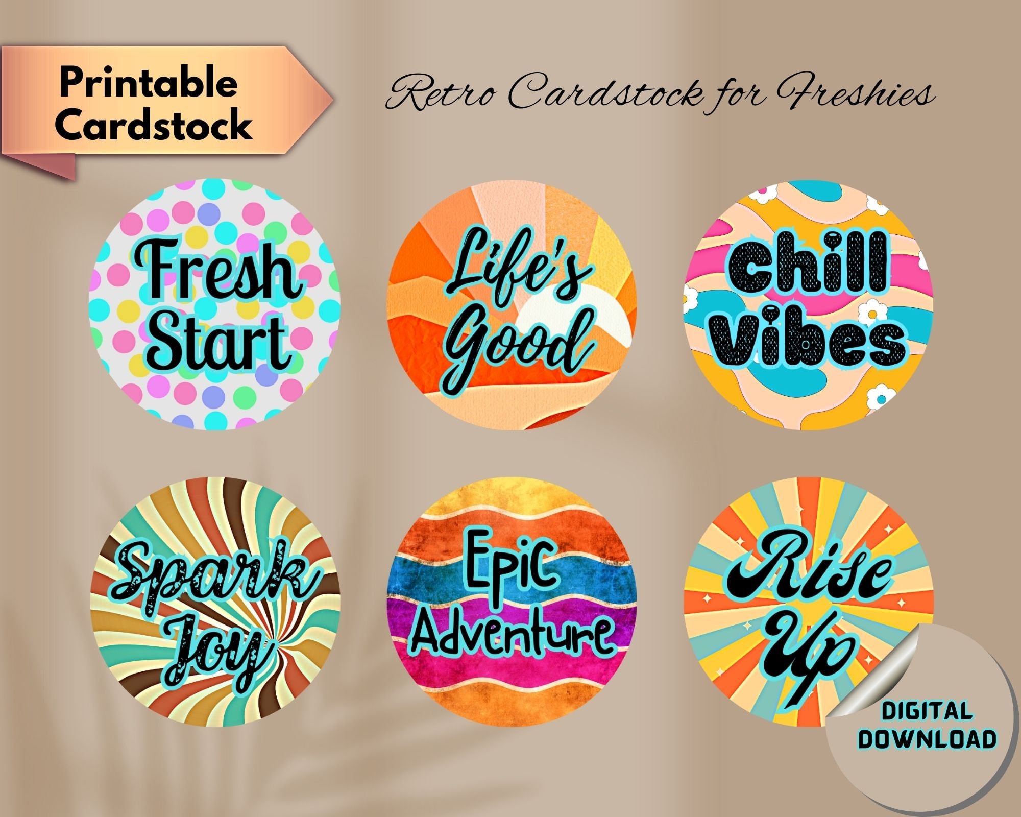 Retro Cardstock for Freshies, Printable Cardstock Design for Freshies ...