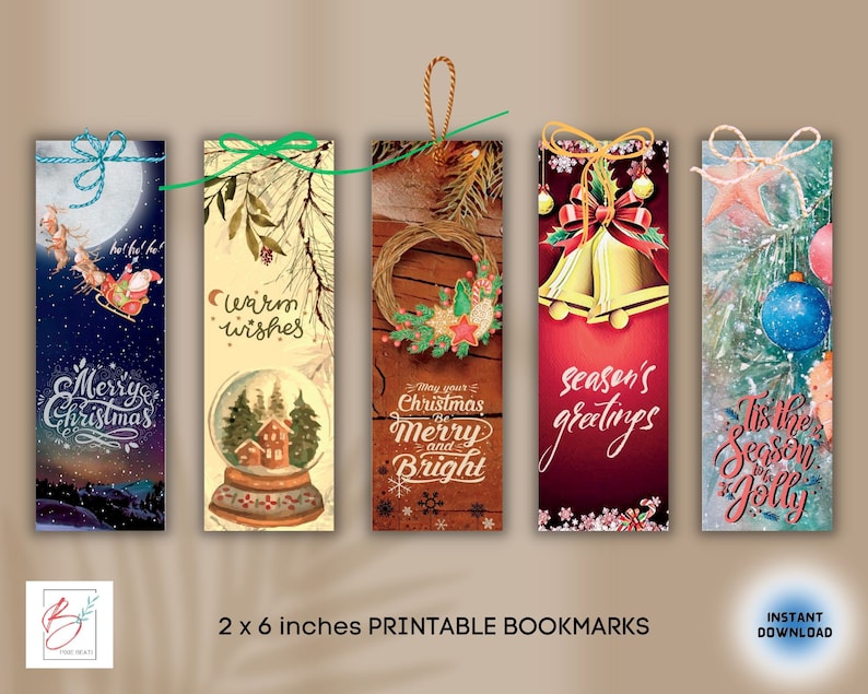 Christmas Bookmarks / Printable Bookmarks Christmas Set of 10 ...