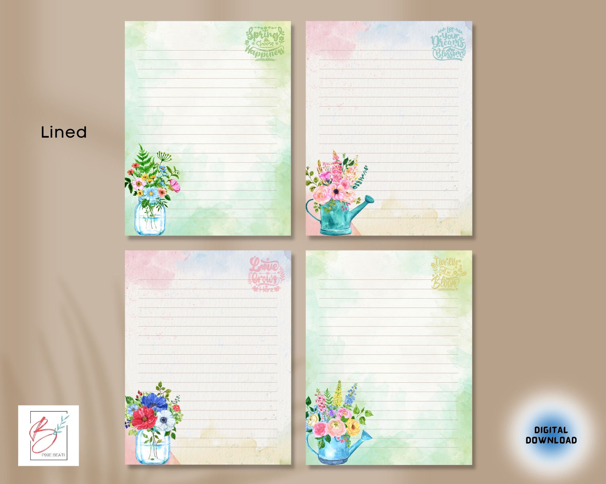 Floral Stationery: Printable Writing Paper Set (digital Download) - Etsy