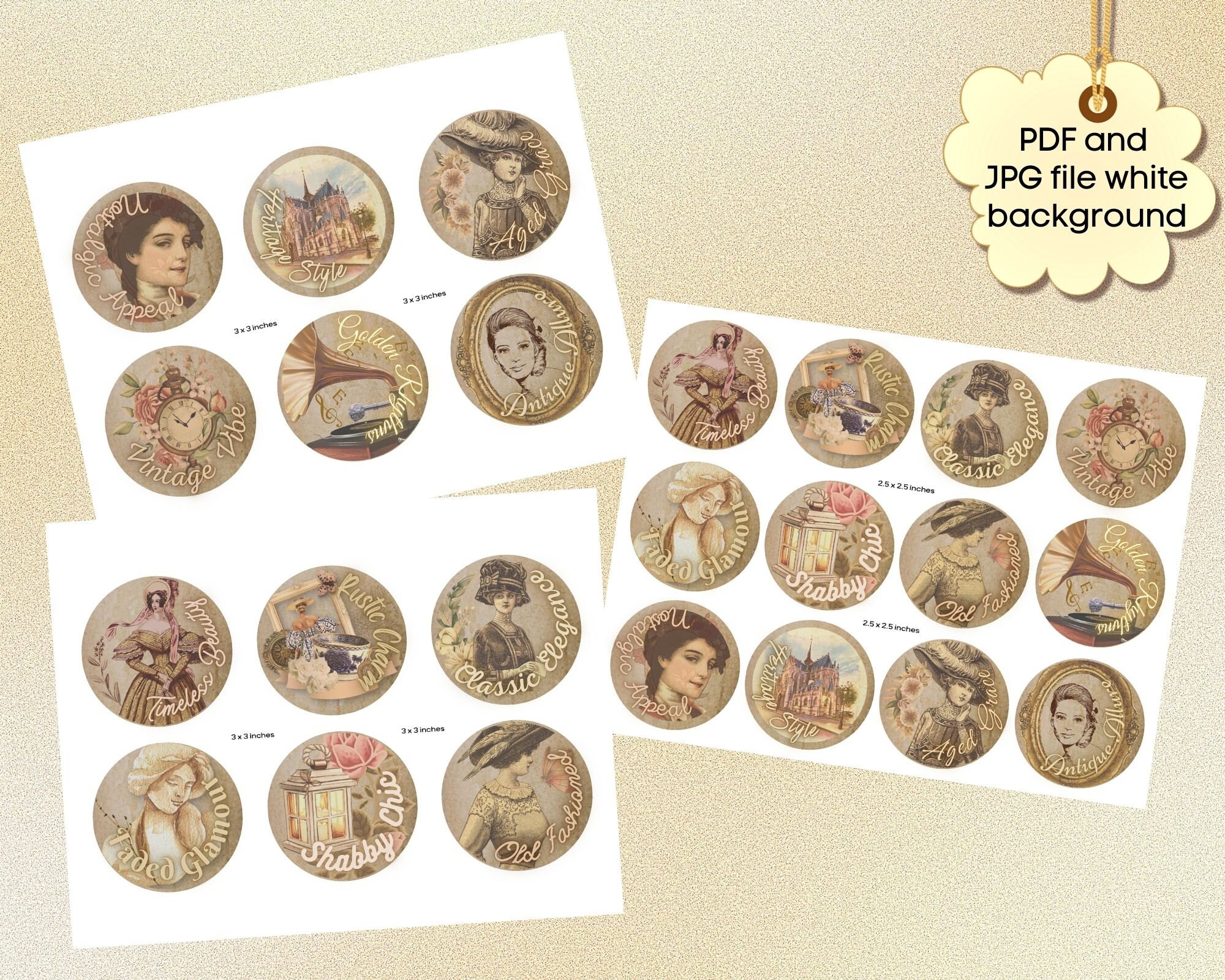 Vintage Cardstock for Freshies: Printable Collage Sheet (digital ...