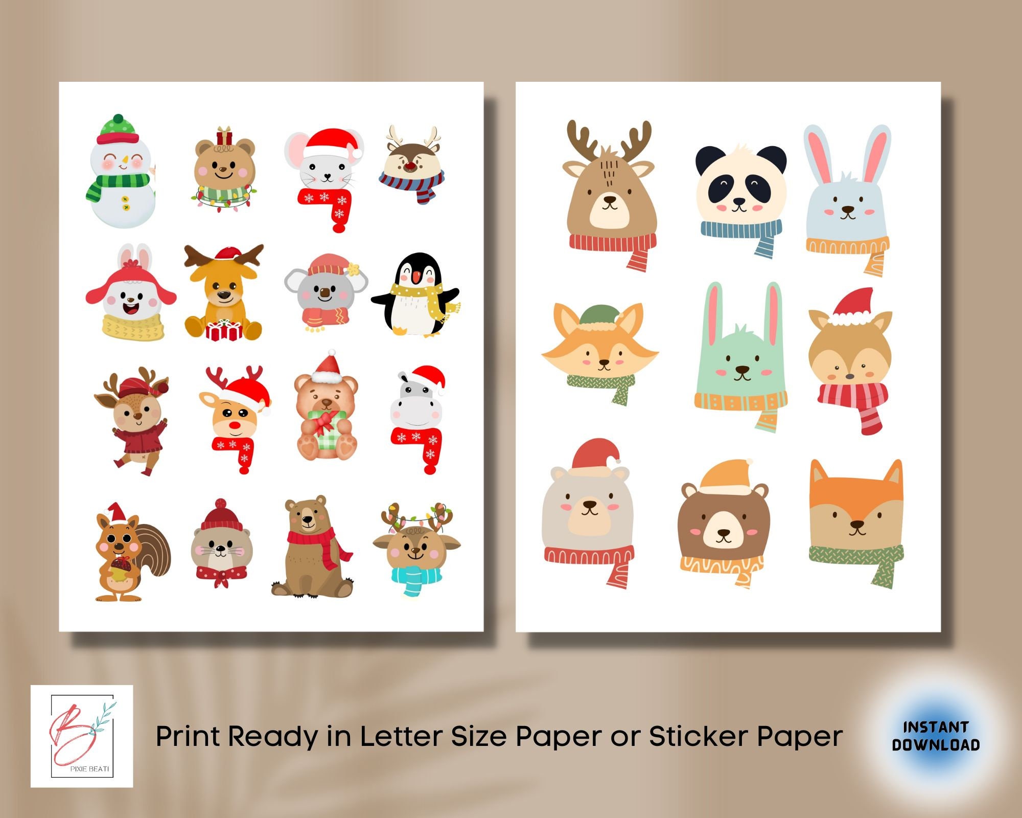 Christmas Stickers Bundle | Printable Christmas Stickers | Digital ...