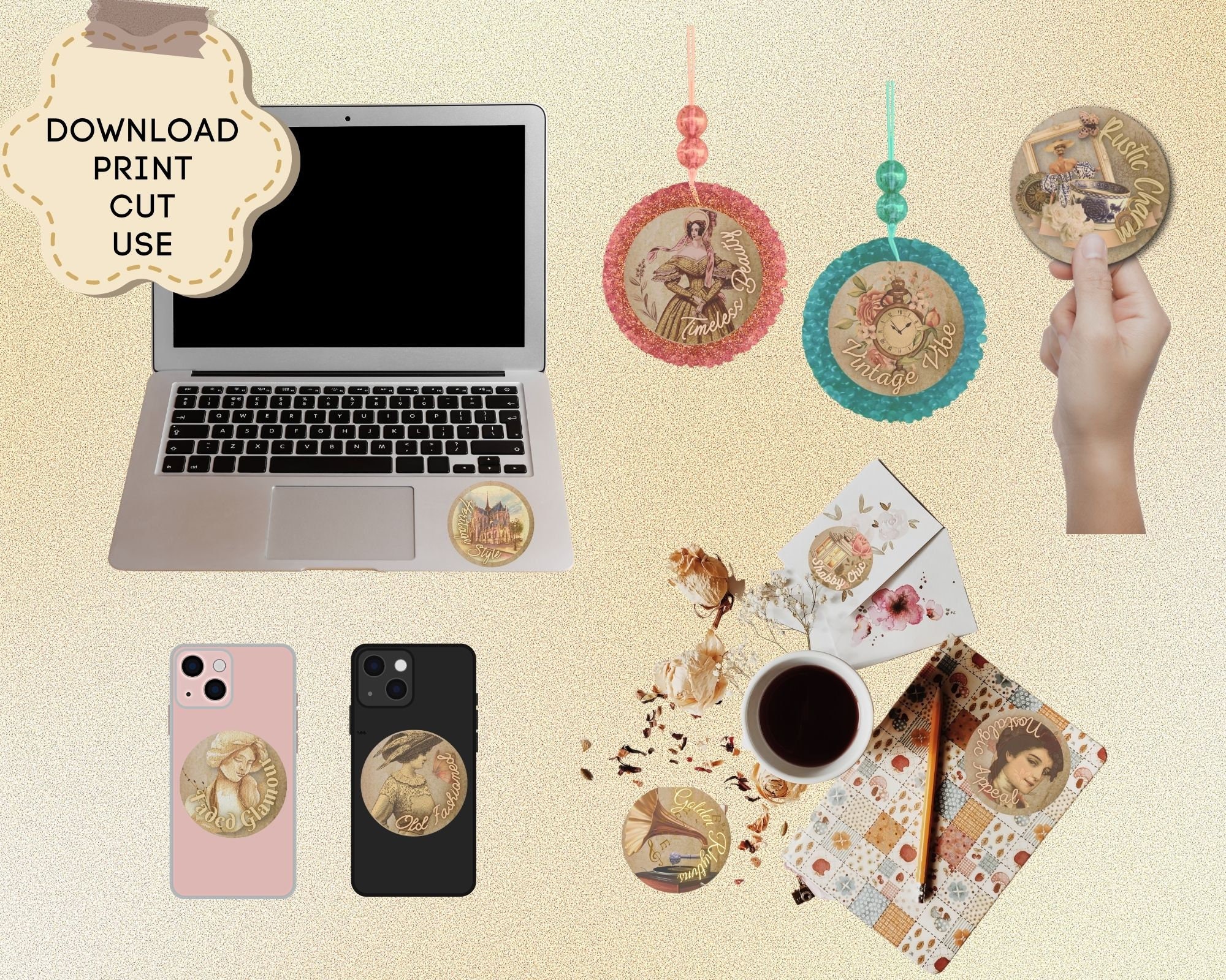 Vintage Cardstock for Freshies: Printable Collage Sheet (digital ...