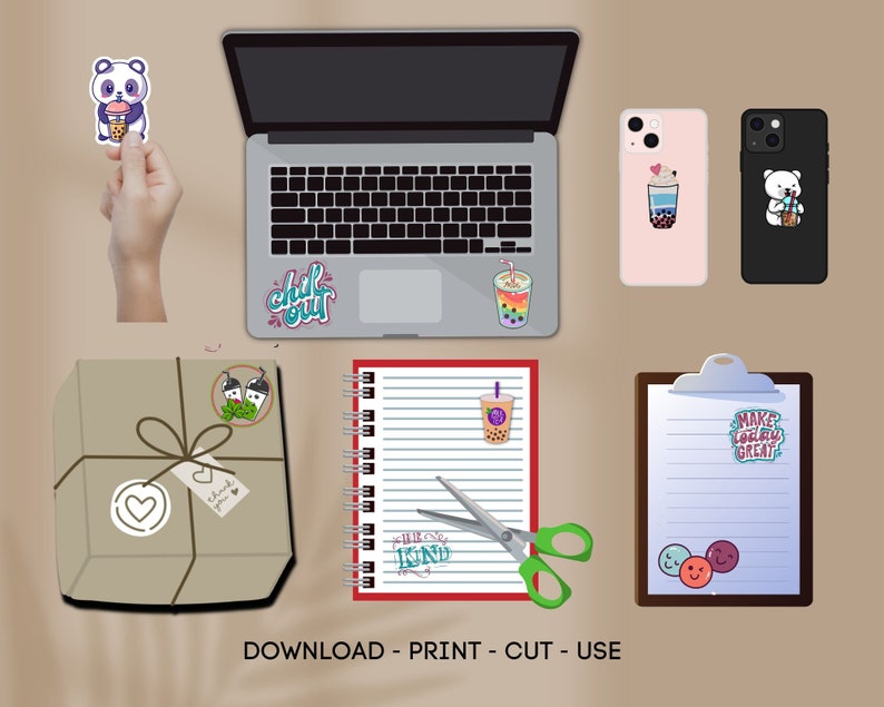 Boba Milk Tea Sticker Sheet Bundle Printable Sticker Sheet - Etsy