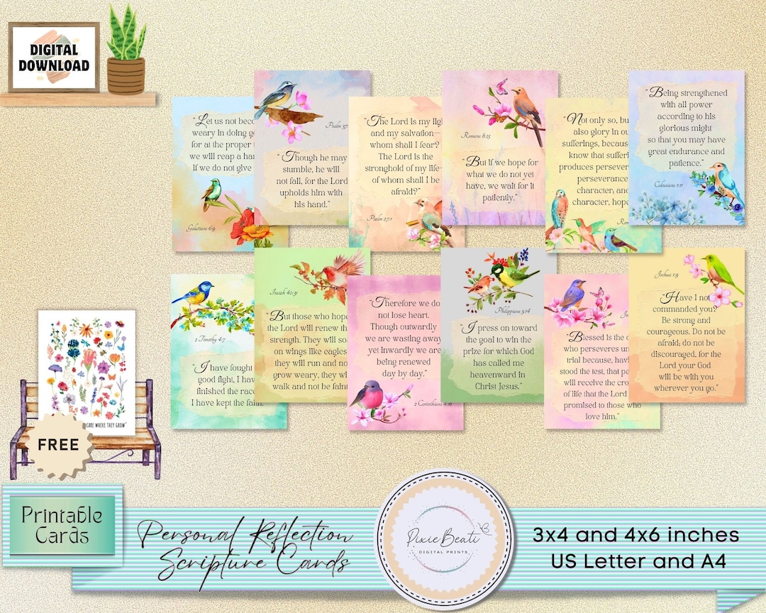 Personal Reflection Scripture Cards, Bible Verse Cards, Printable ...
