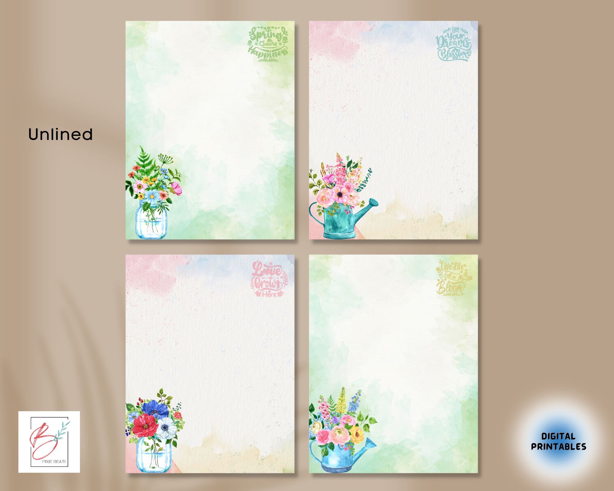Floral Stationery: Printable Writing Paper Set (digital Download) - Etsy