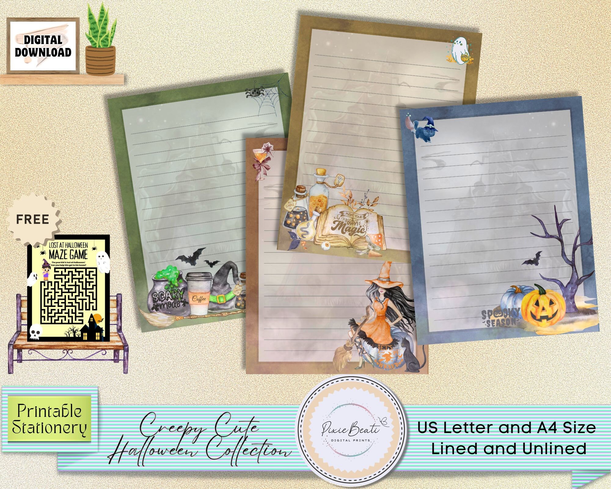 Cute and Creepy Printable Halloween Stationery, Spooky Stationery ...