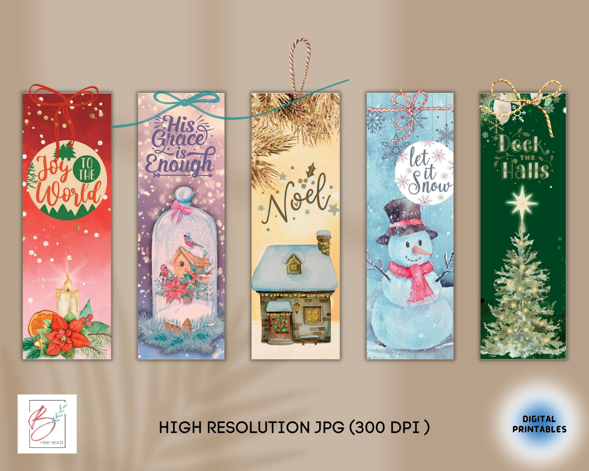 Christmas Bookmarks / Printable Bookmarks Christmas Set of 10 ...