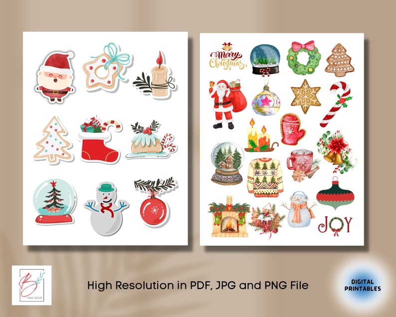 Christmas Stickers Bundle | Printable Christmas Stickers | Digital ...