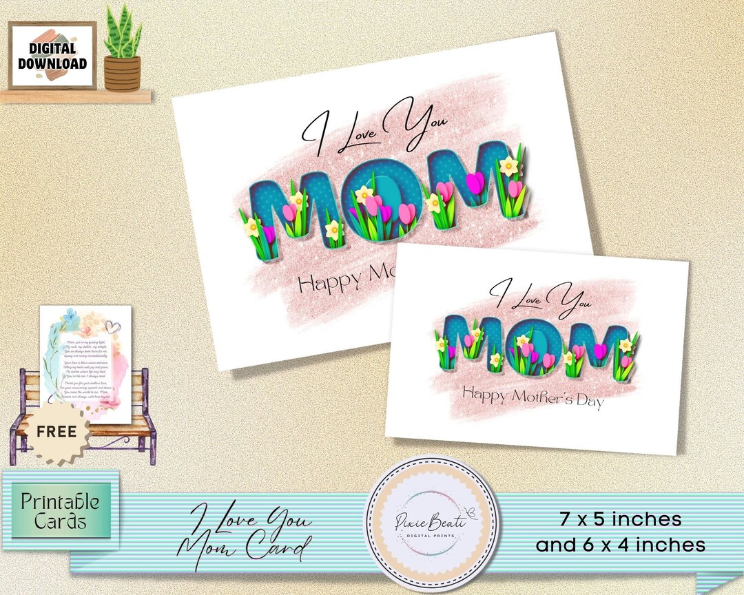 I Love You Mom Card, Mother's Day Card Printable, Printable Cards ...