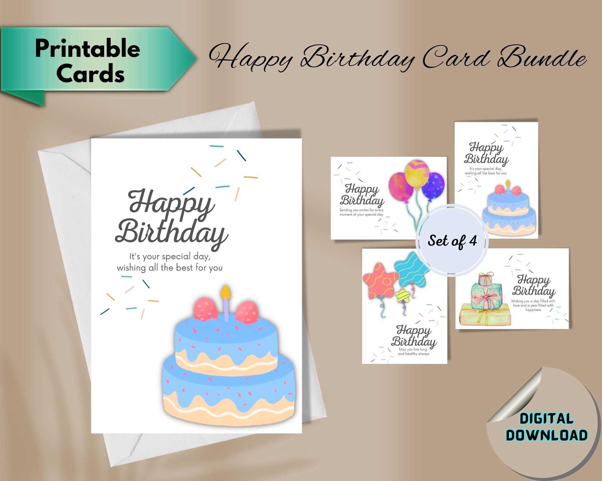 Happy Birthday Card Bundle | Birthday Card Printable for Kids ...