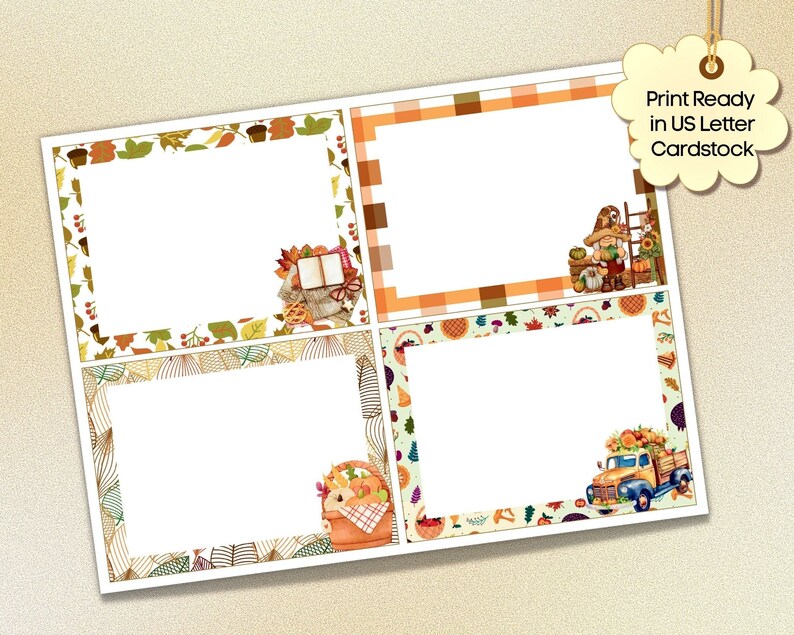 Autumn Printable Notecard Set: Fall Designs (digital Download) - Etsy
