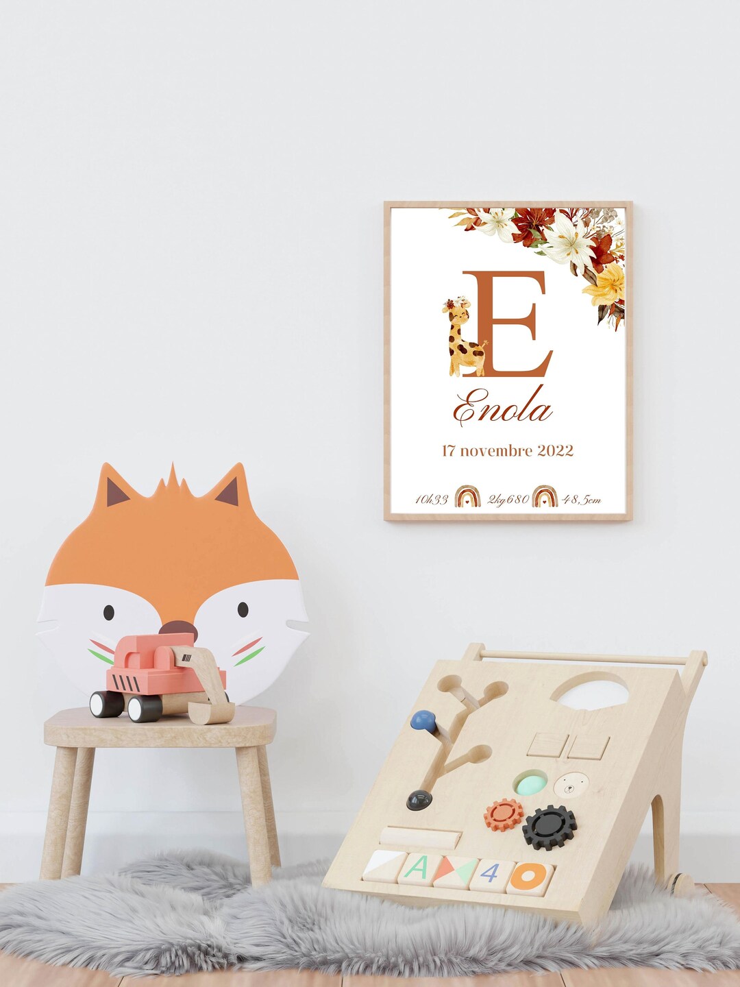Poster Personalized Birth Baby Theme boho - Etsy