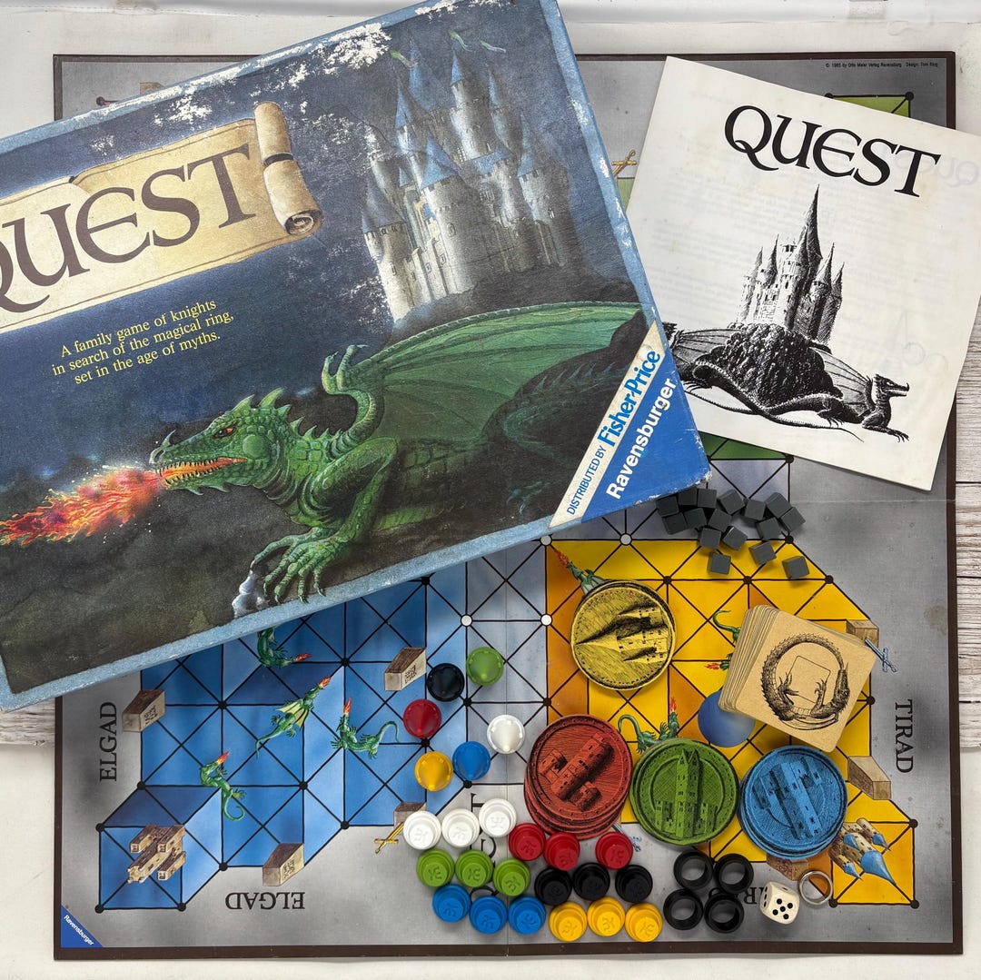 Vintage 1985 Quest Fantasy Board Game, Made in West Germany Complete in ...