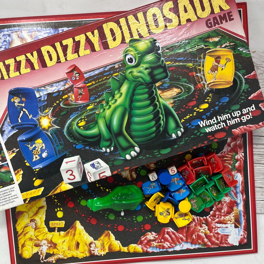 Vintage 1987 Dizzy Dizzy Dinosaur Game, Fun Clockwork Dinosaur Kids ...