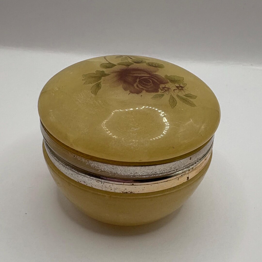Vintage 1970s Italian Alabaster Lidded Rose Trinket Pot - Etsy