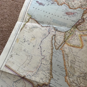 Vintage 1952 National Geographic Map of Southwest Asia, UNFRAMED, in ...
