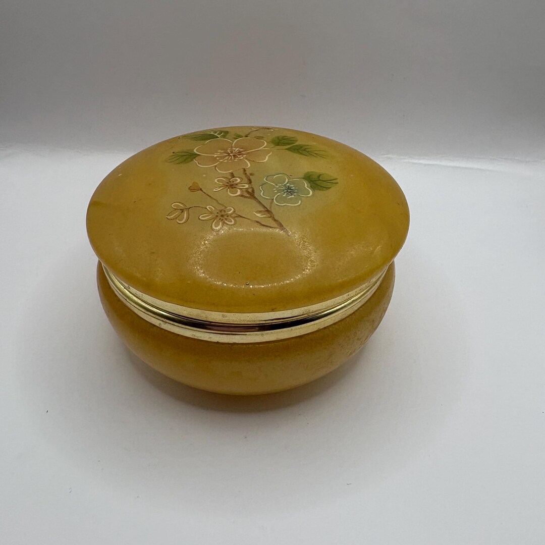 Vintage 1970s Alabaster Large Size Lidded Flower Trinket Pot - Etsy