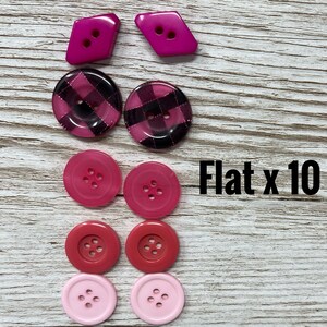 Vintage 1980s Kitsch Pink Buttons, Mixed Packs Retro Plastic Shank ...