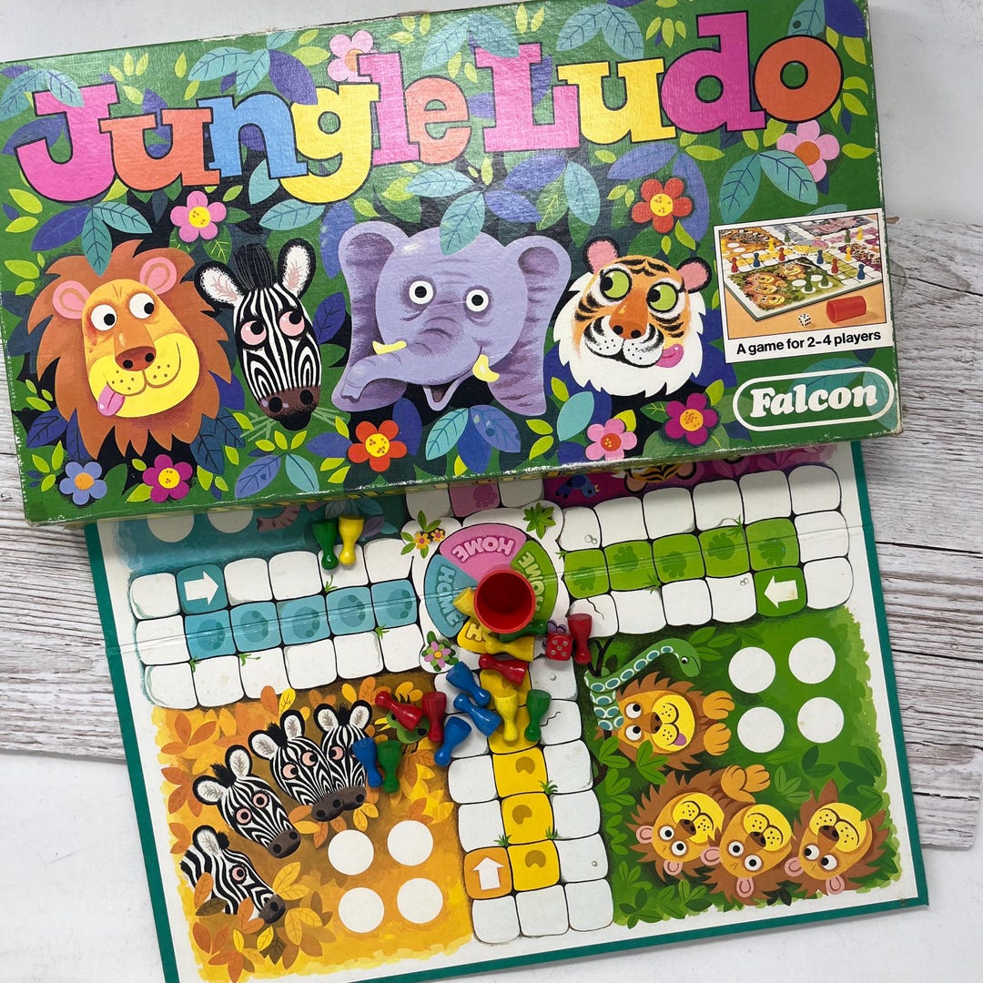 Vintage 1970s Jungle Ludo Game, Falcon Games Complete in Original Box ...