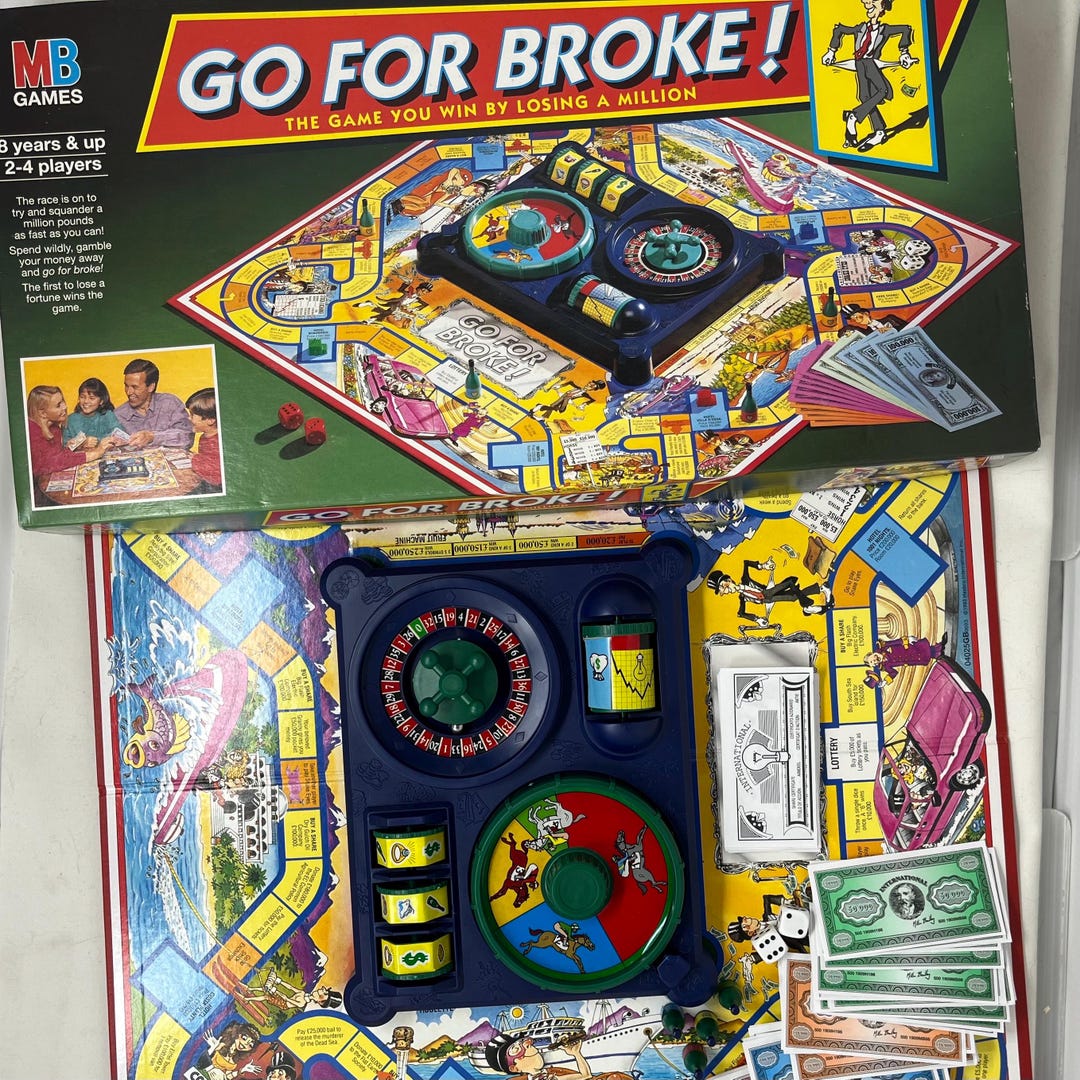 Vintage 1993 Go for Broke Board Game, All Pieces Complete in Original ...