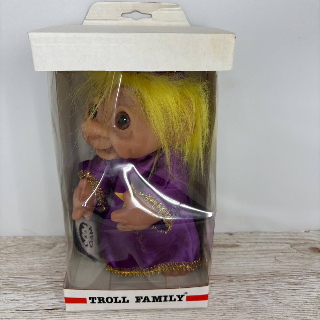 Vintage 1980s Dam 9” Merlin Magician Troll Mint in Original Box With ...
