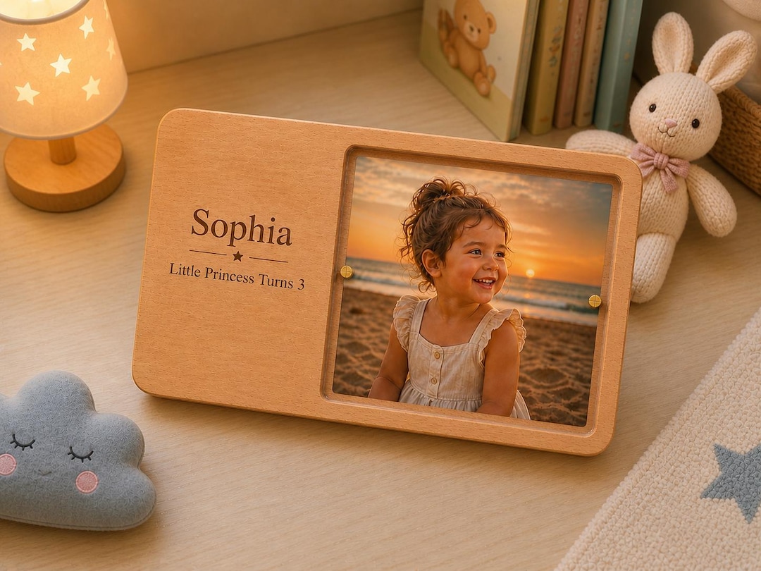 Personalized Wooden Photo Frame, Engraved Keepsake, Baby Nursery Decor ...