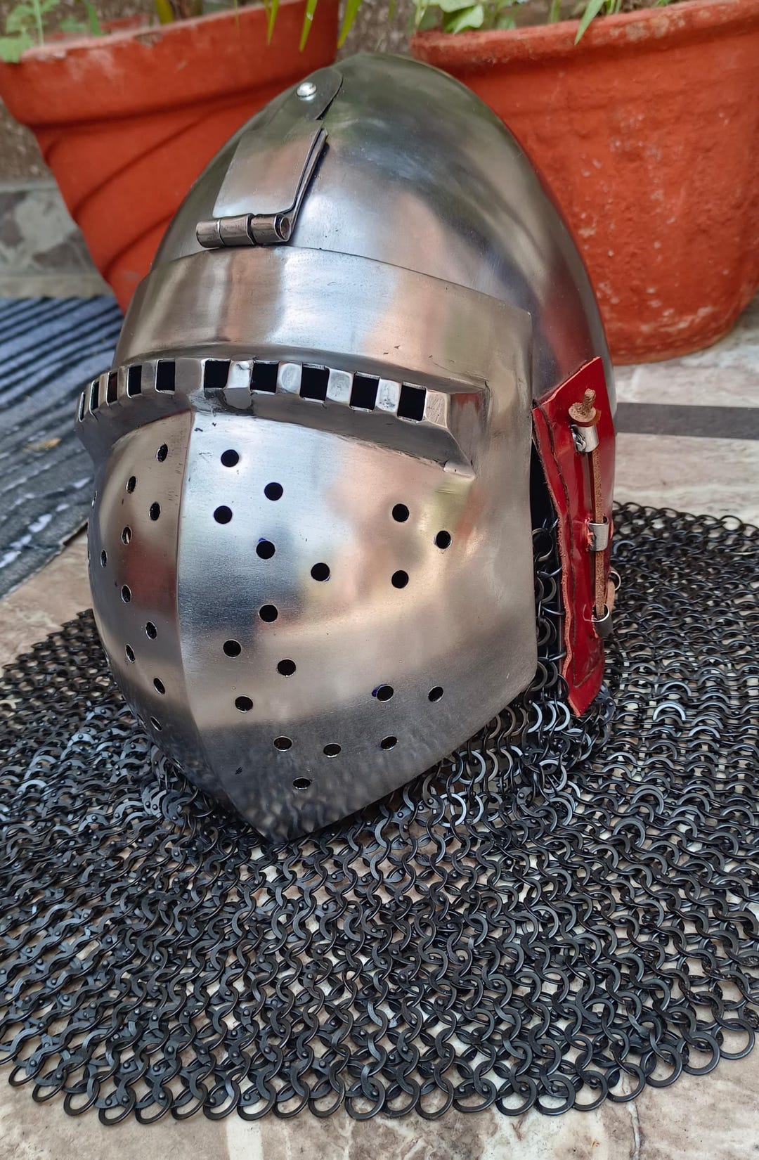 Medieval Sitten Bascinet Empire | Chainmail Helmet 16 Gauge Steel - Etsy