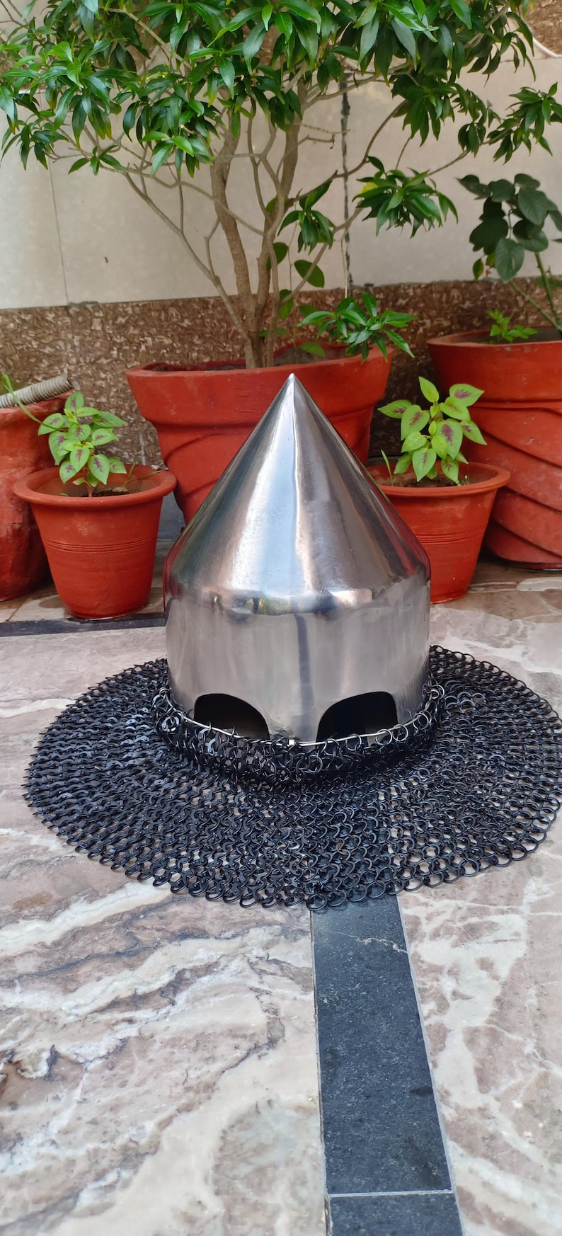 Combat Bascinet | 16 Gauge Steel Chainmail Helmet | 14th-15th Century ...