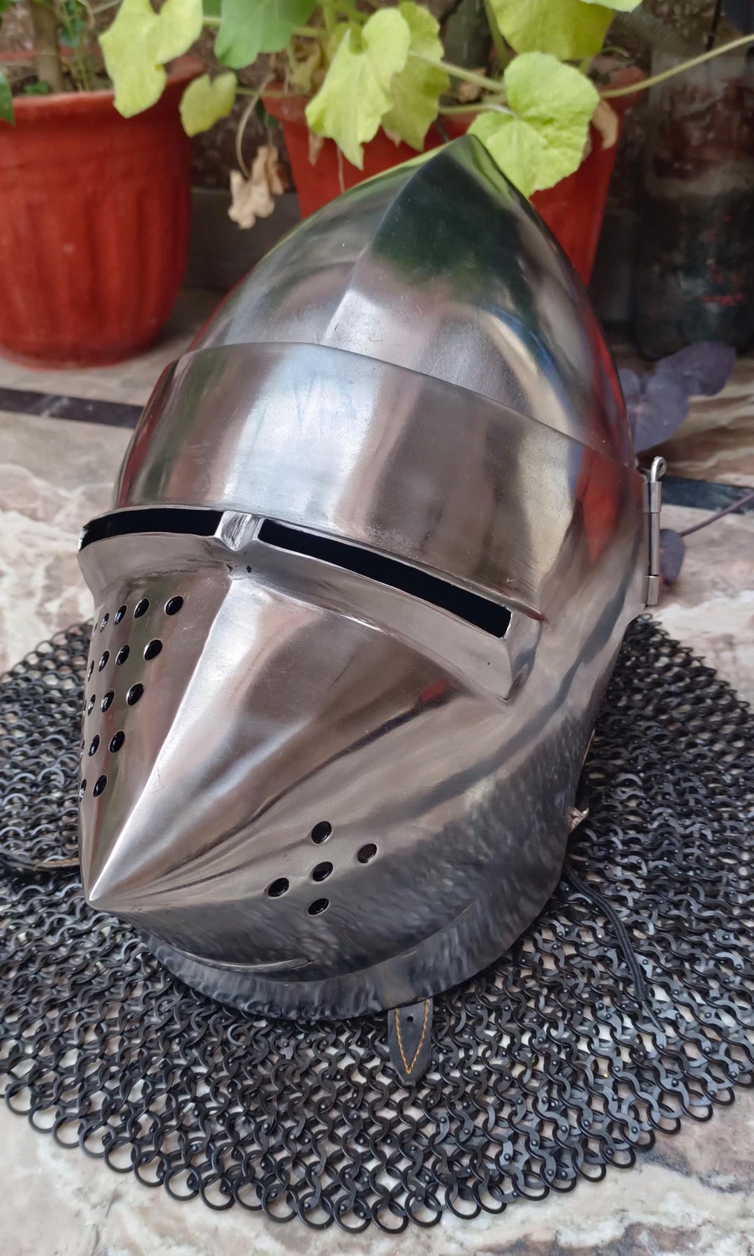 Medieval Houndskull Bascinet Helmet: Steel Bacinet Klappvisor With ...