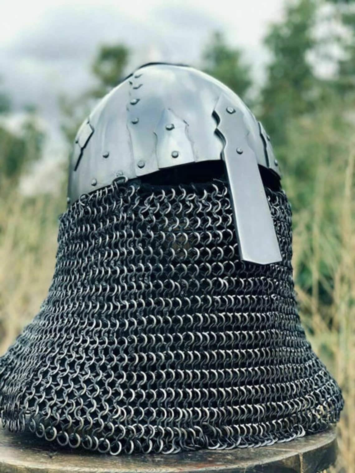 Medieval Viking Chainmail Helmet Knight Armor Helmet With Av Entail X ...