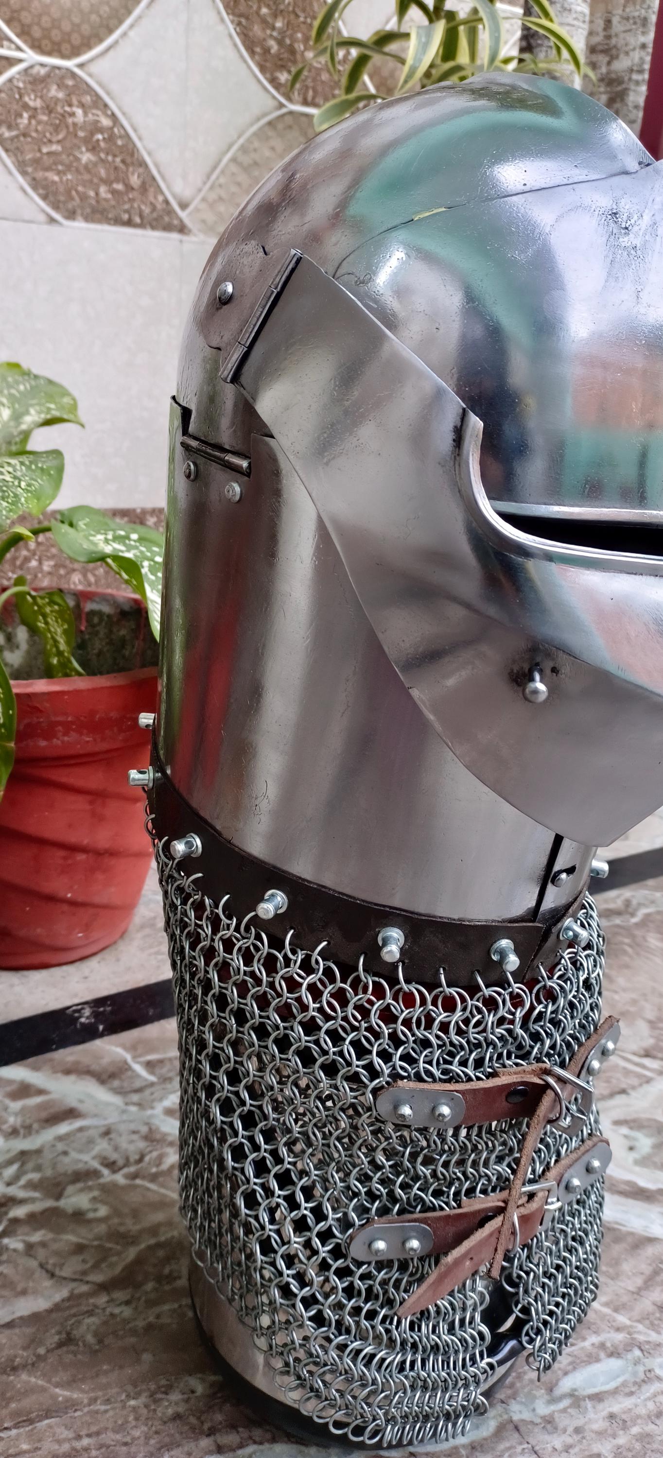 Medieval Armet Helmet With Rondel Viking Helmet chain Mail Helmet 16 ...