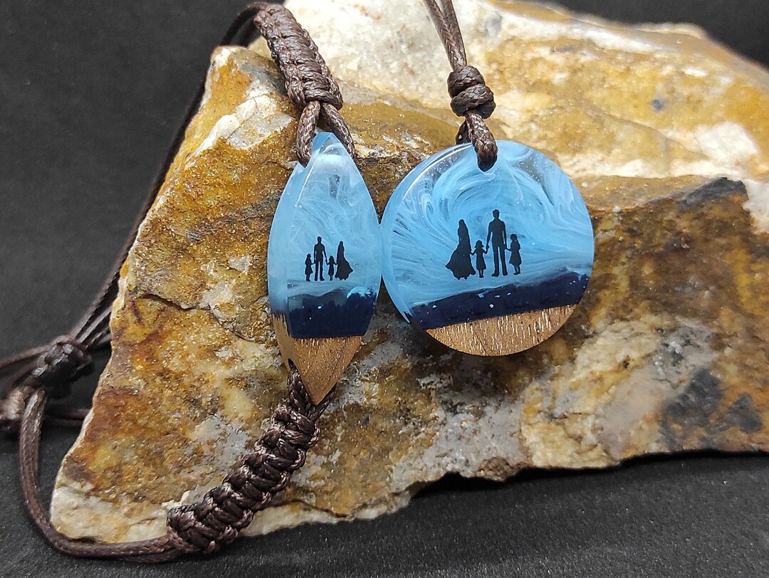 Epoxy Resin Family Necklace and Wristband Set Epoxy Pendant Epoxy ...
