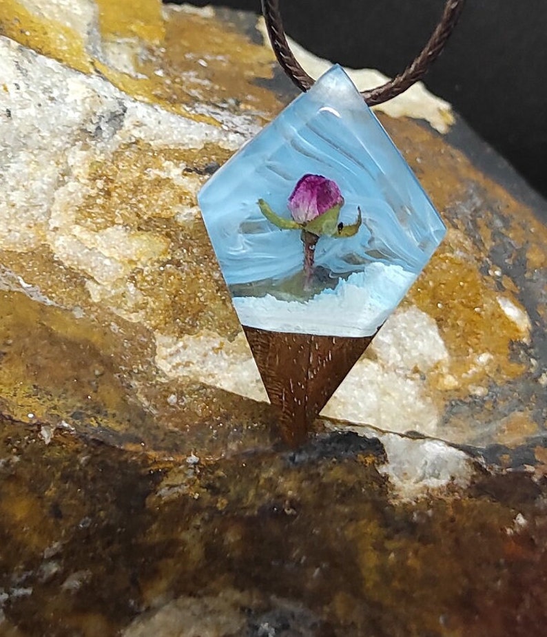 Rose Resin Pendant Real Dry Mini Rose RESİN Wooden Epoxy - Etsy