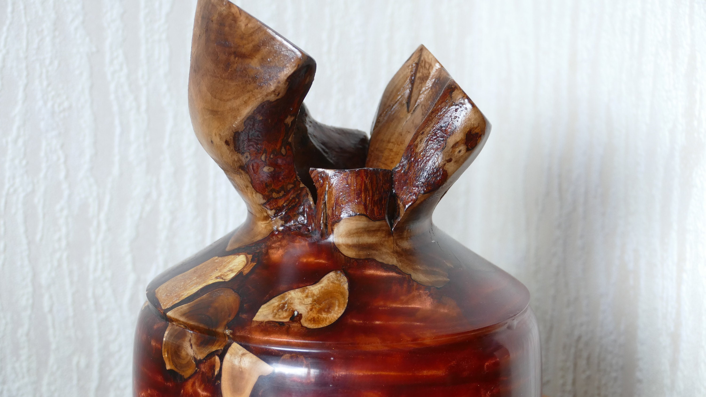 Pine and Epoxy Resin Hollow Form Vase, Live Edge Wooden Art Handmade by ...