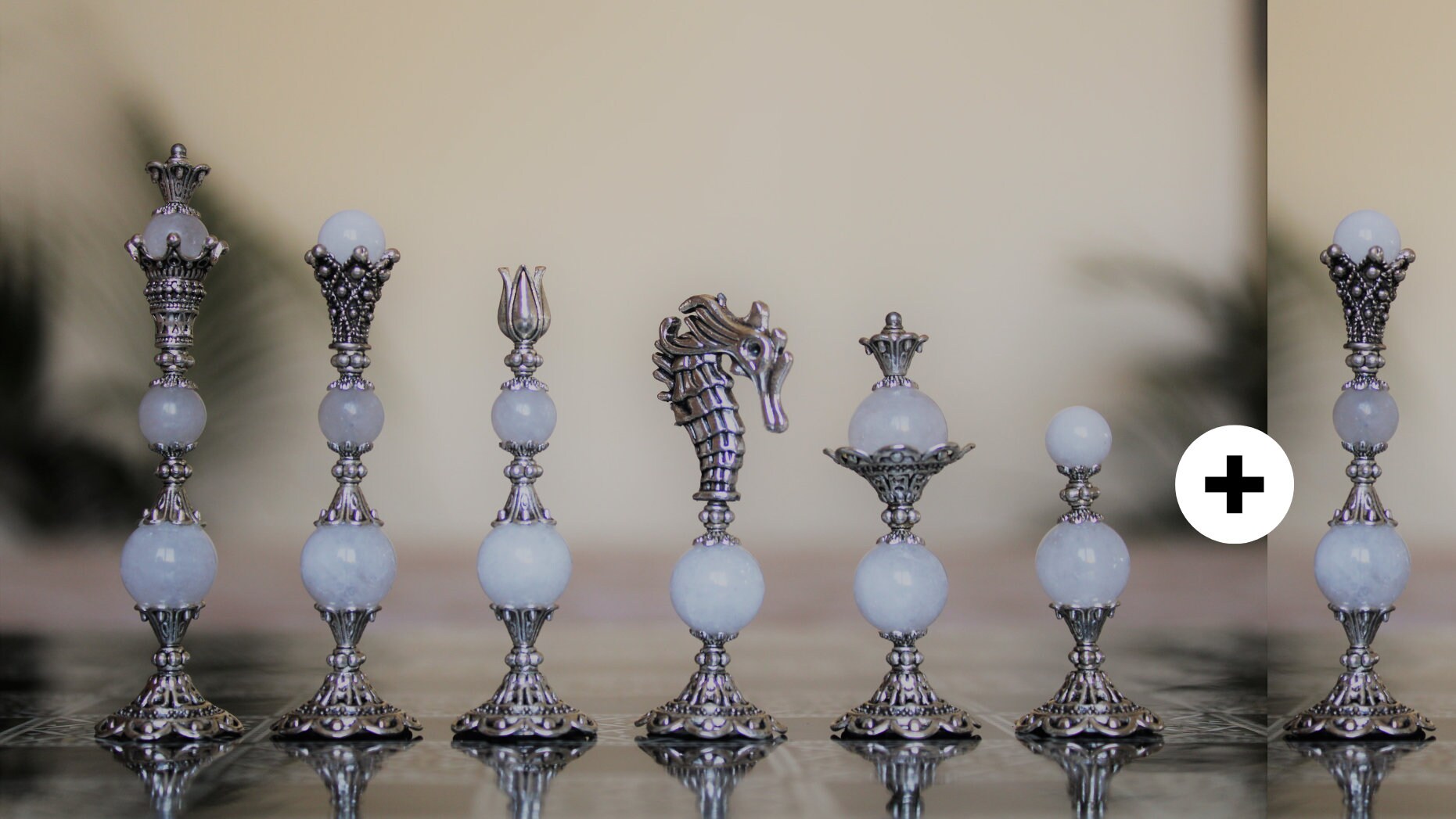 Chess Game Quartz Stone Chess Pieces Metal Handmade Antique Style ...