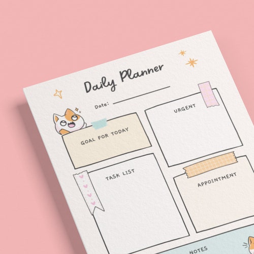 Cute Daily Planner Pastel Colors Kawaii Printable Stationery - Etsy