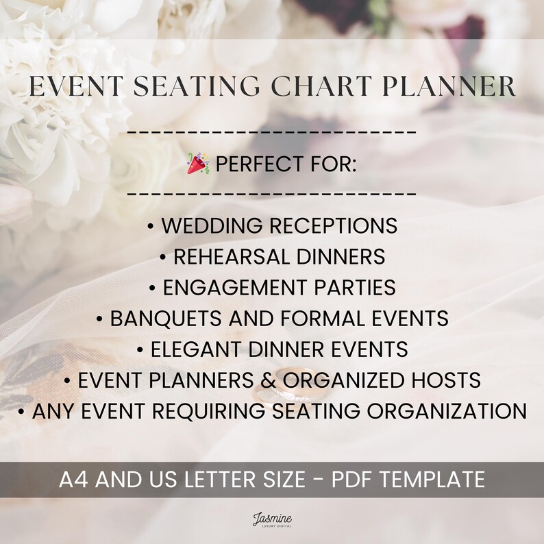 Printable Wedding Seating Chart Template PDF, Guest List Layout, Head ...