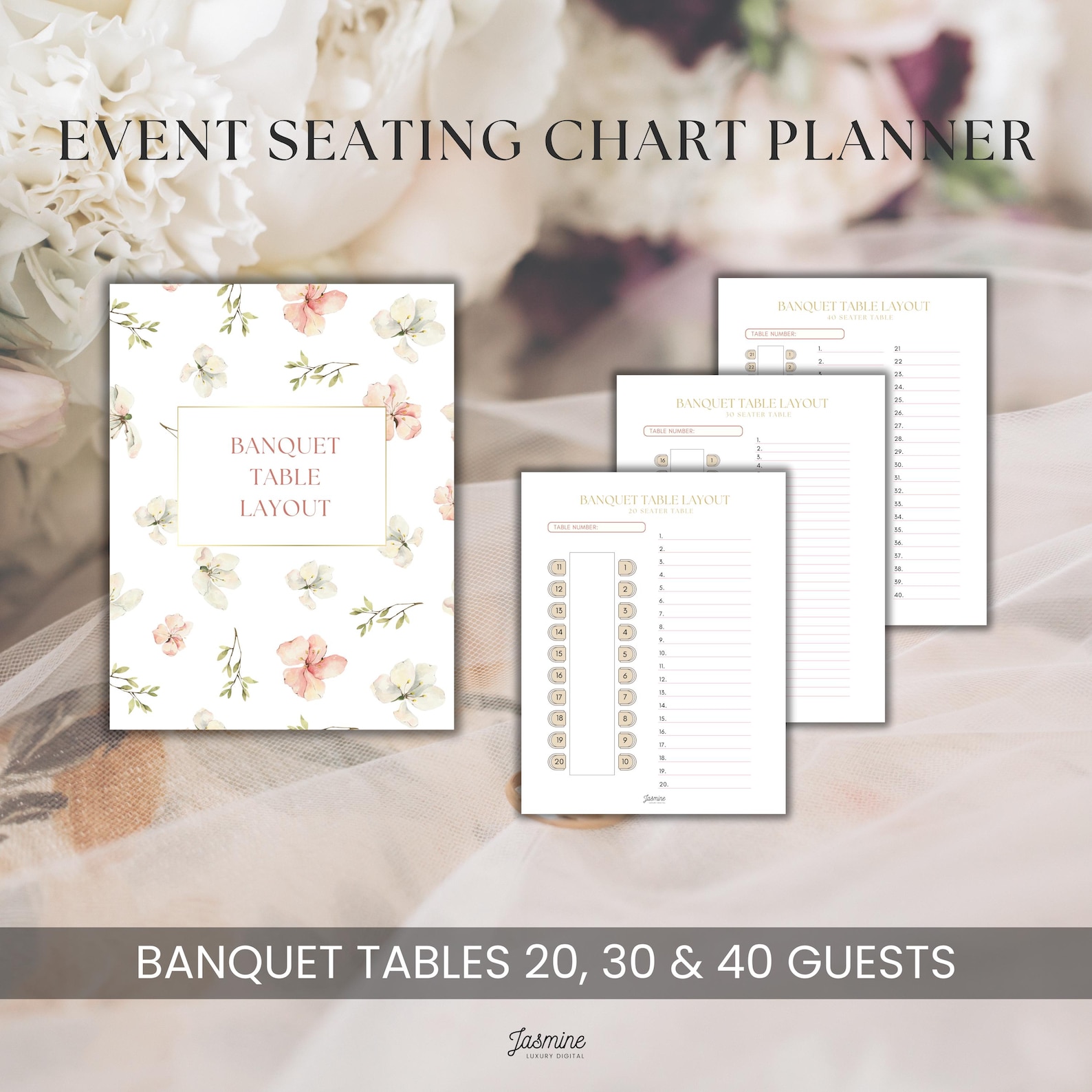 Printable Wedding Seating Chart Template PDF, Guest List Layout, Head ...