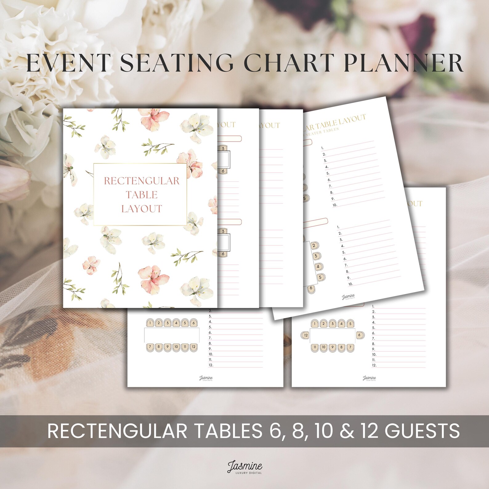 Printable Wedding Seating Chart Template PDF, Guest List Layout, Head ...