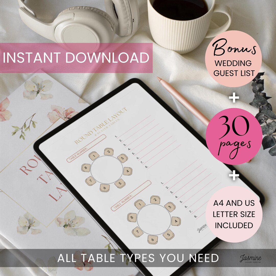 Printable Wedding Seating Chart Template PDF, Guest List Layout, Head ...