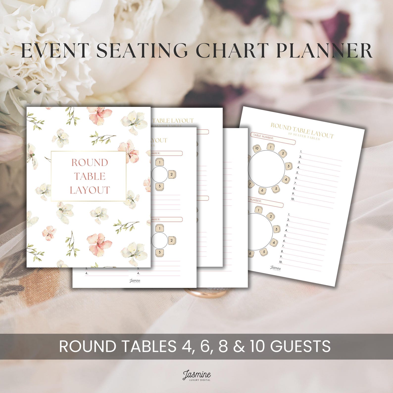 Printable Wedding Seating Chart Template PDF, Guest List Layout, Head ...