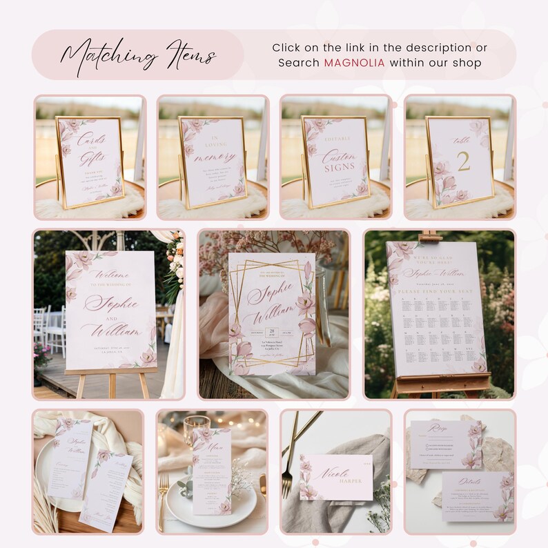 MAGNOLIA Blush Pink Wedding Program Template, Dusty Rose Ceremony Program, Double Sided ...