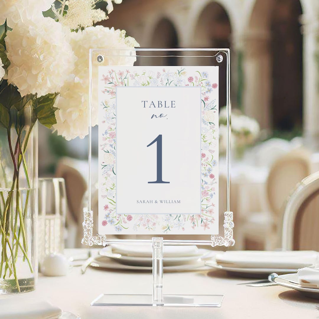 Wedding Table Numbers Printable, Wildflower Floral Design for Luxury ...