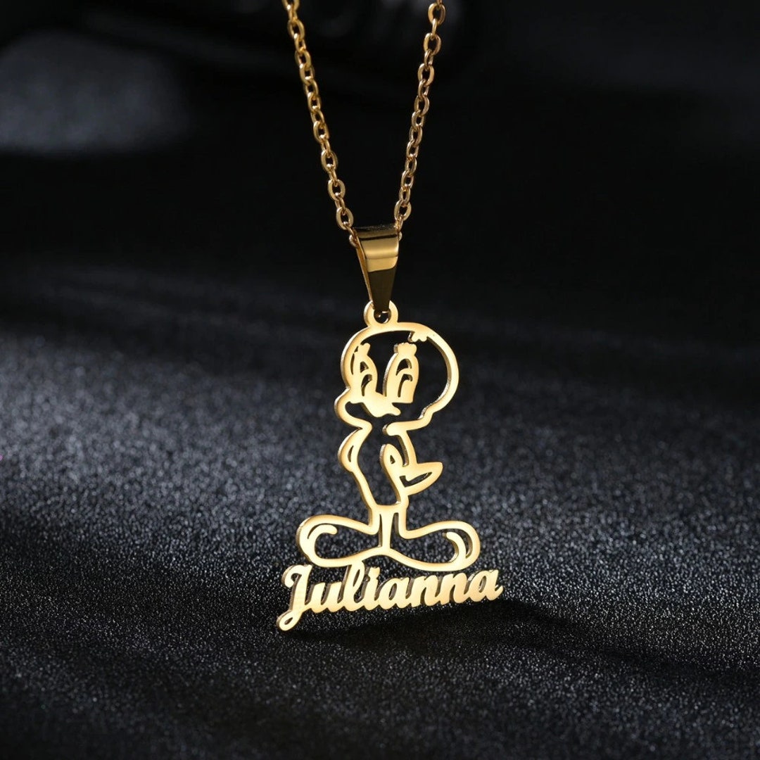 Tweety Name Necklace 14K Gold Plated Custom Name Necklace, Personalized ...
