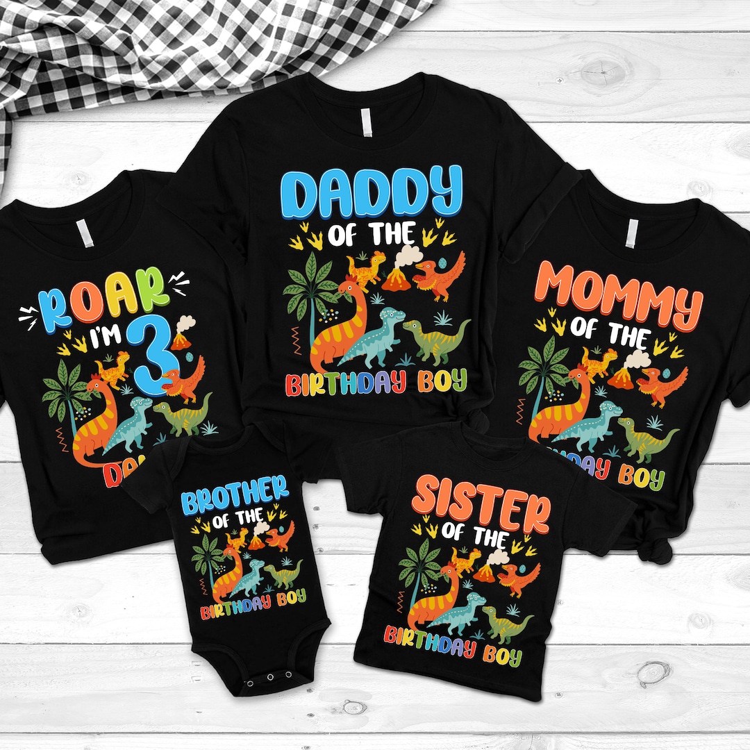 Dinosaurs Birthday Family Shirts, Personalized Dinosaurs Birthday Party ...