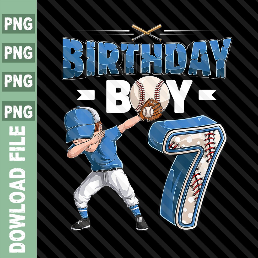 7th Birthday Baseball PNG, Birthday Baseball Dabbing Png, 7 Years Old Birthday Boy, Baseball ...