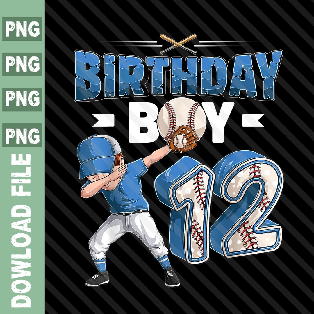 12th Birthday Baseball PNG, Birthday Baseball Dabbing Png, 12 Years Old ...