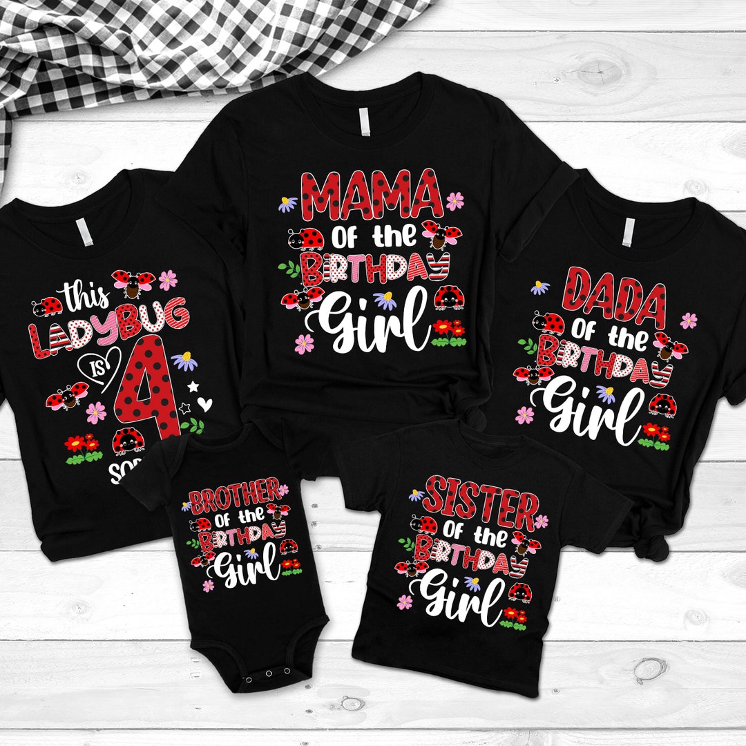Family Matching Ladybug Girl Birthday Shirts, Birthday Girl Shirt ...